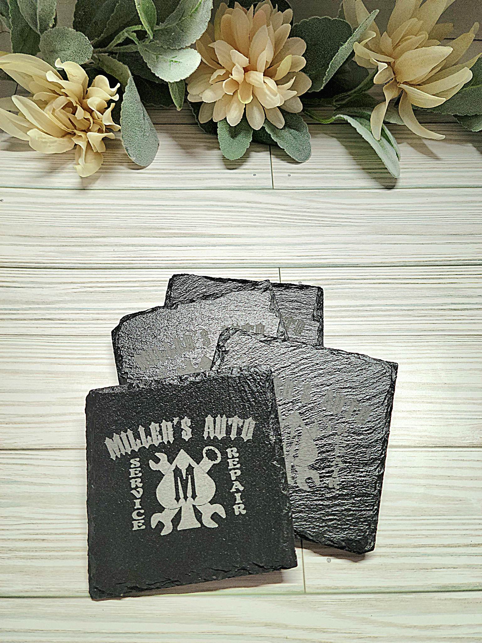 Slate Customized 4 piece Coaster Set – CraftingShapes
